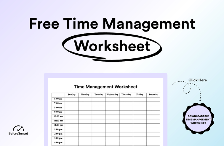 Free Time Management Worksheet For Students Workers